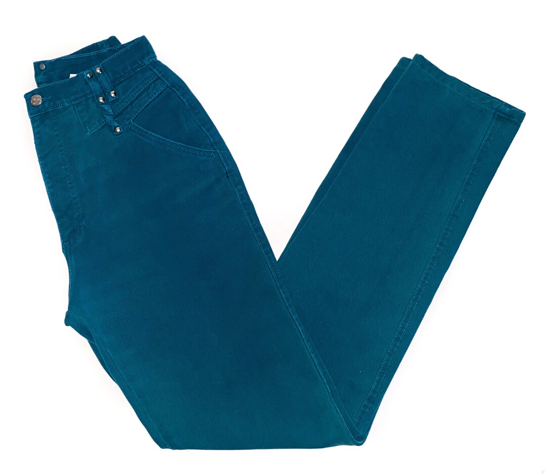 ROPER Western Jeanswear Womens Jeans High Rise Vintage USA Studded Teal ...