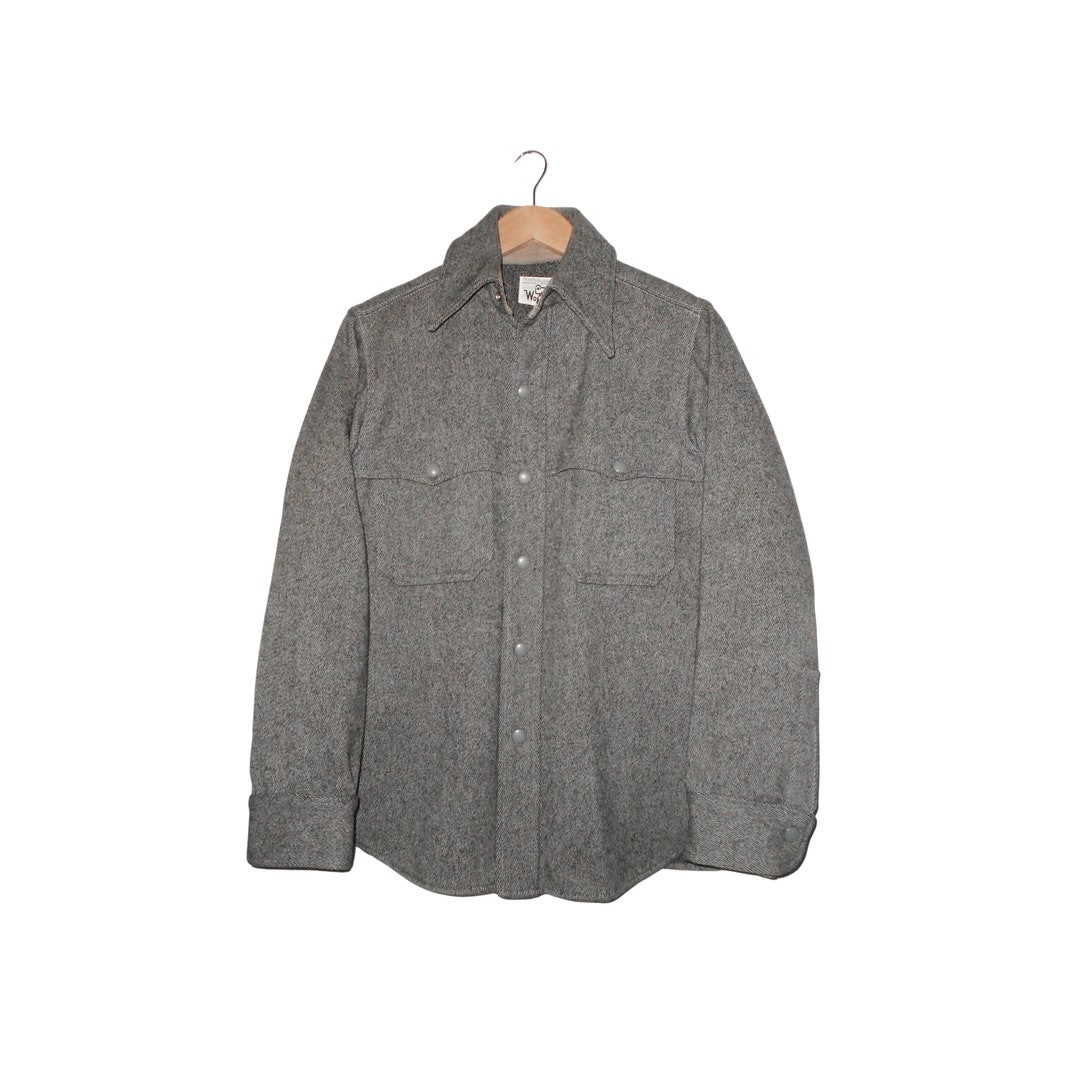 WOOLRICH Cape Jac Shirt VINTAGE 70s Wool Herringbone Barn Rancher Chore ...