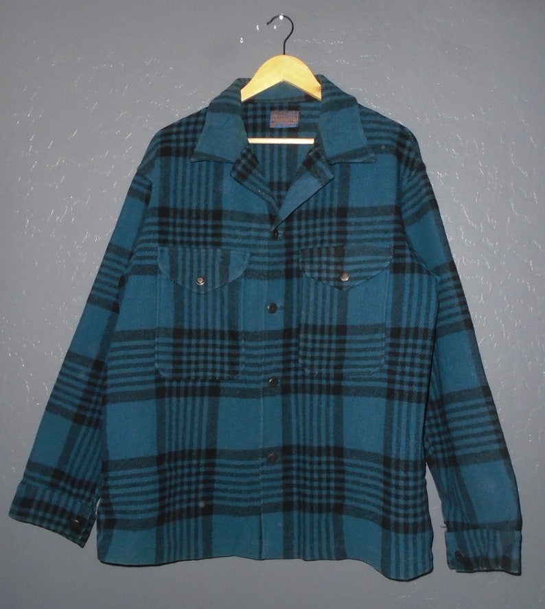 PENDLETON Wool Mackinaw Jac Shirt Jacket Vintage 70s Tartan Plaid Heavy ...