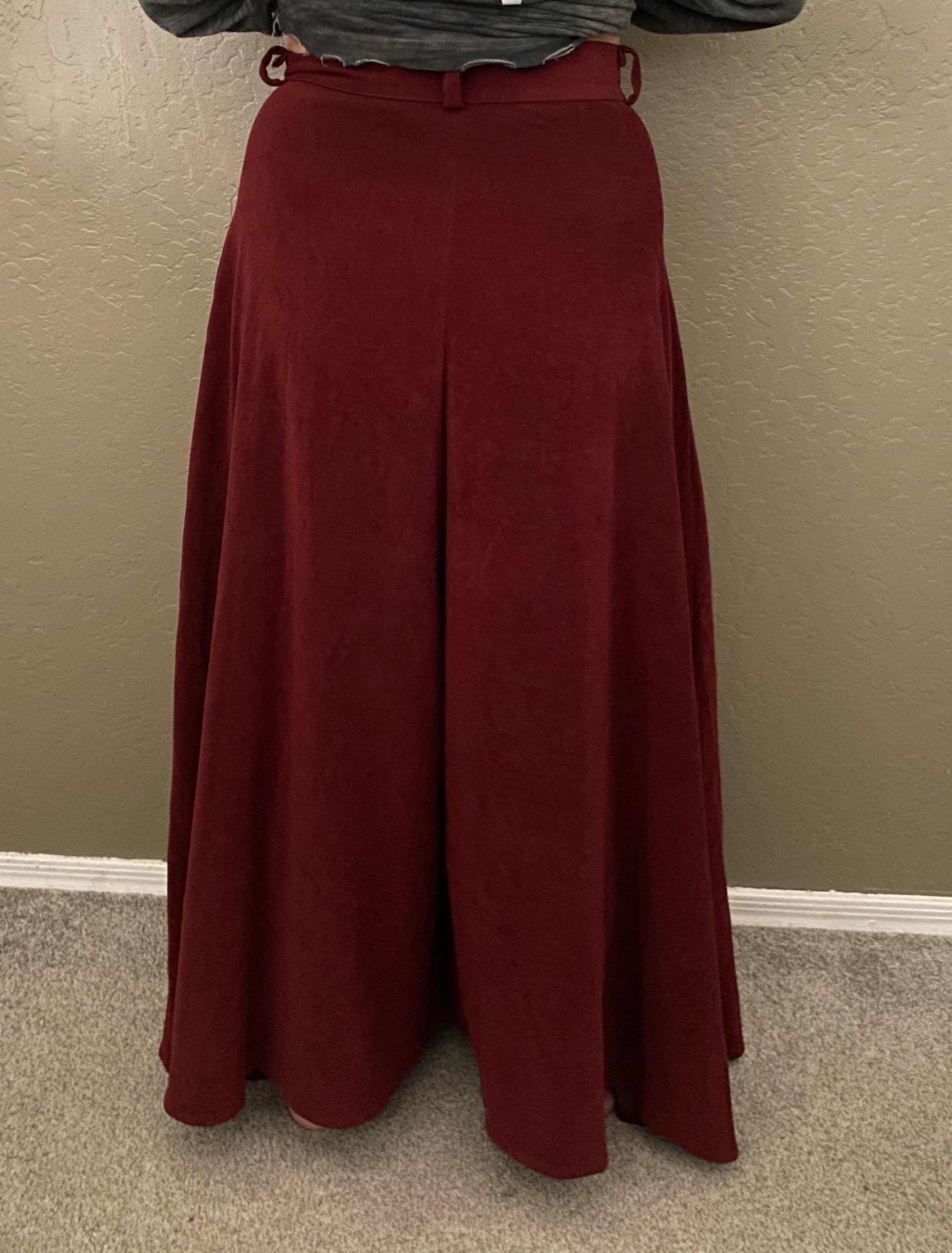 SCULLY 90's Maroon Velvet Gaucho High Waist Super Wide Leg Pants ...