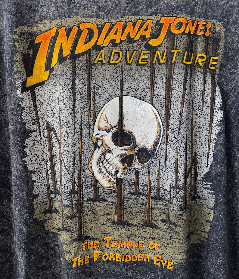 Vintage 1995 Indiana Jones T-shirt Temple of the Forbidden Eye Bleach ...