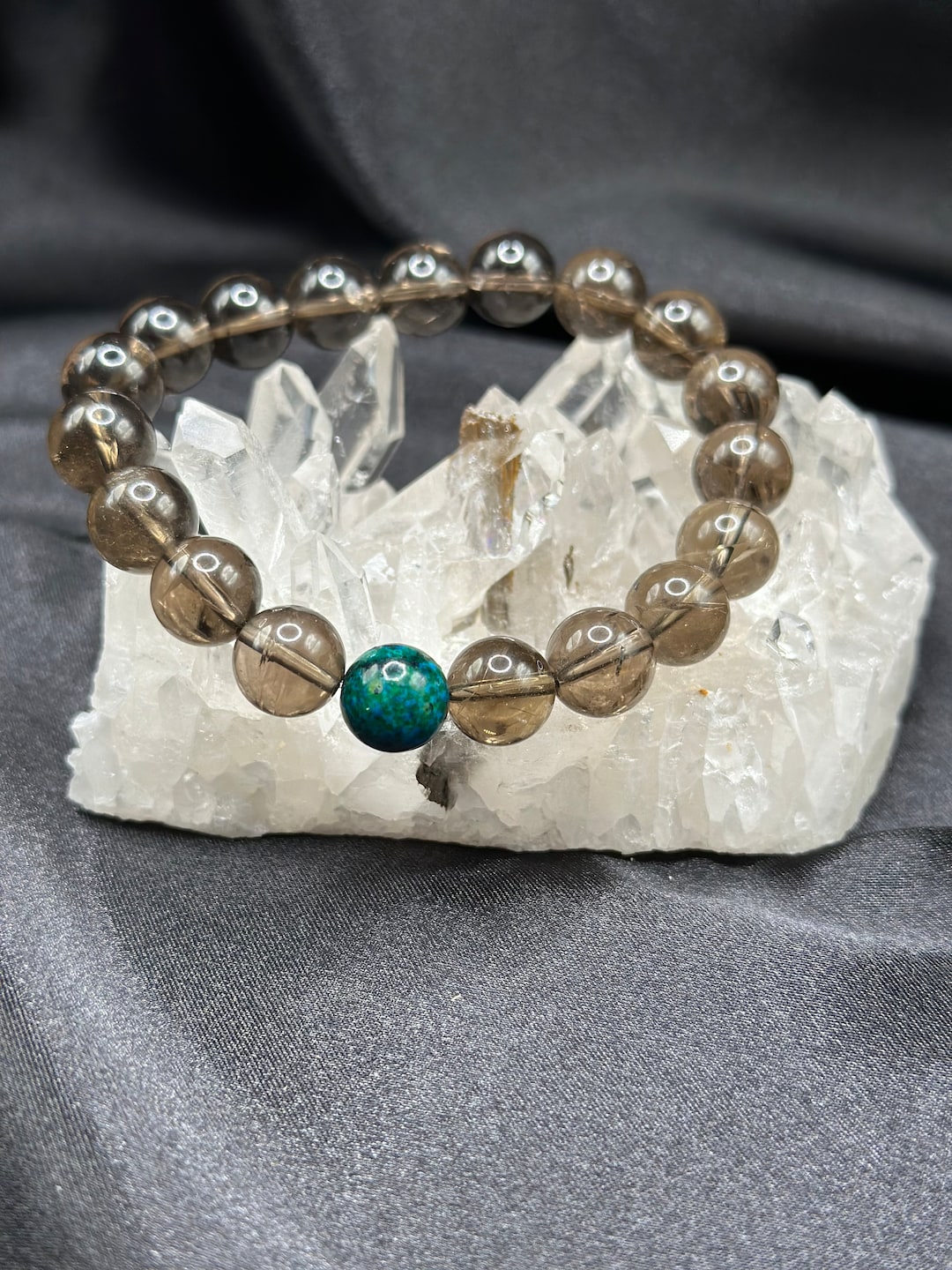 Smoky Quartz With Quantum Quatro 7-inch Stretch Bracelet, 10 Mm ...