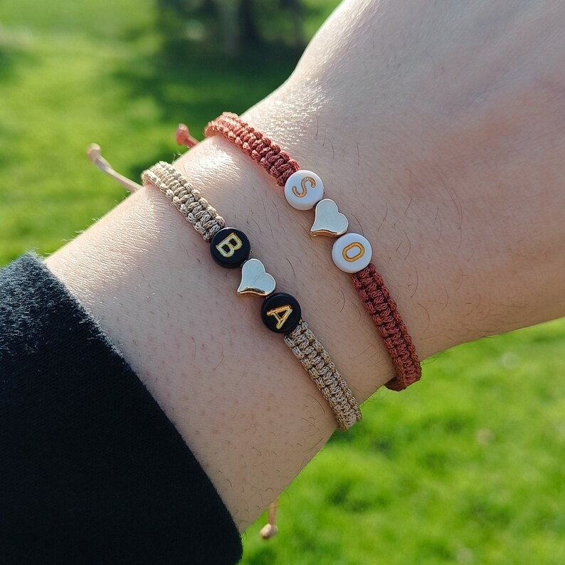 Couple Initial Bracelets With Gold Heart: Personalized Matching Set - Etsy