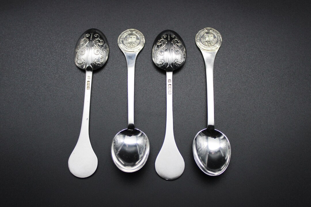 A Set of 4, Beccles, Suffolk, Commemorative Silver Picture Back Tea ...