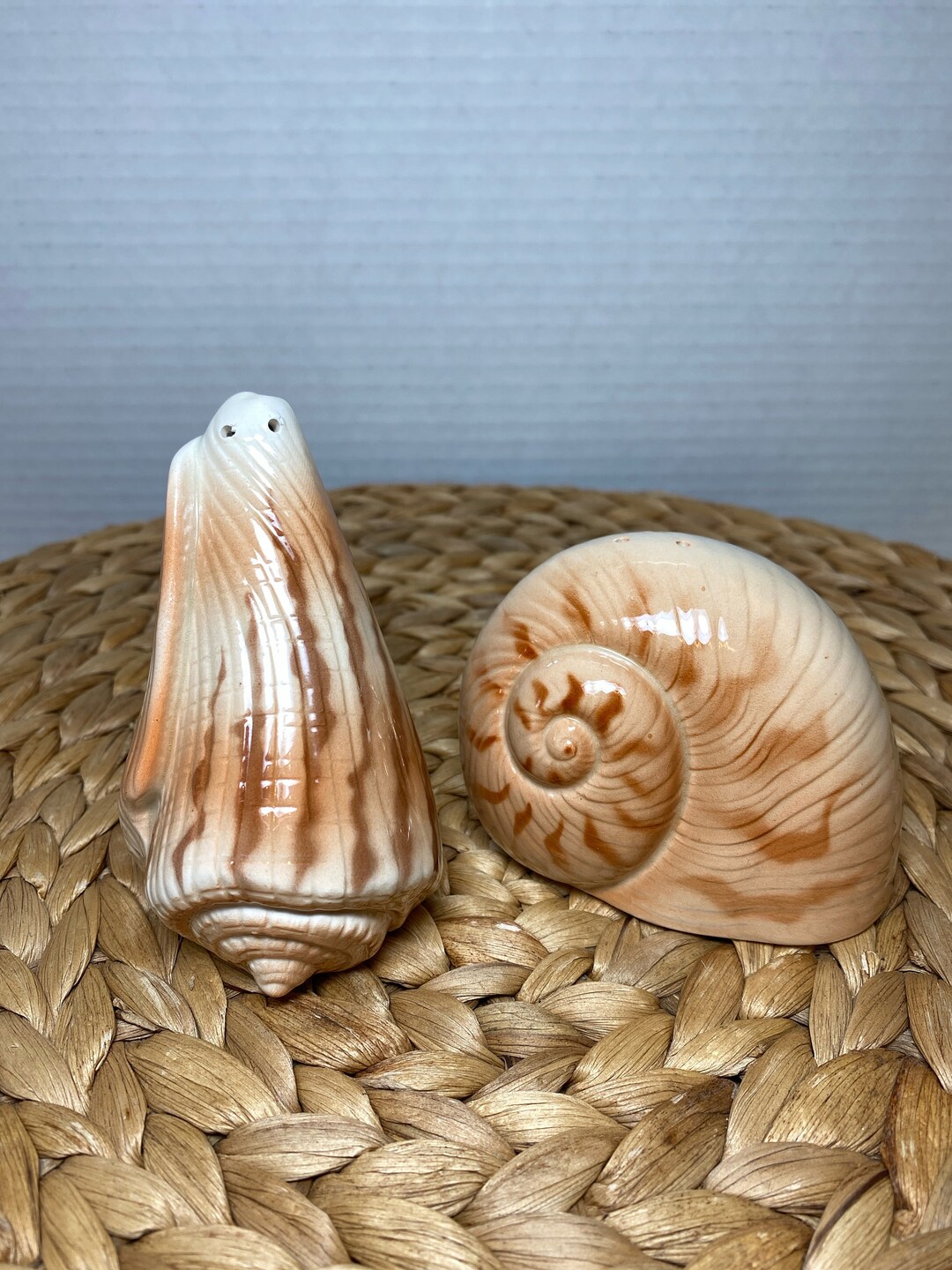Vintage 1982 Ceramic Nautical Sea Shell Salt and Pepper Shakers Otagiri ...