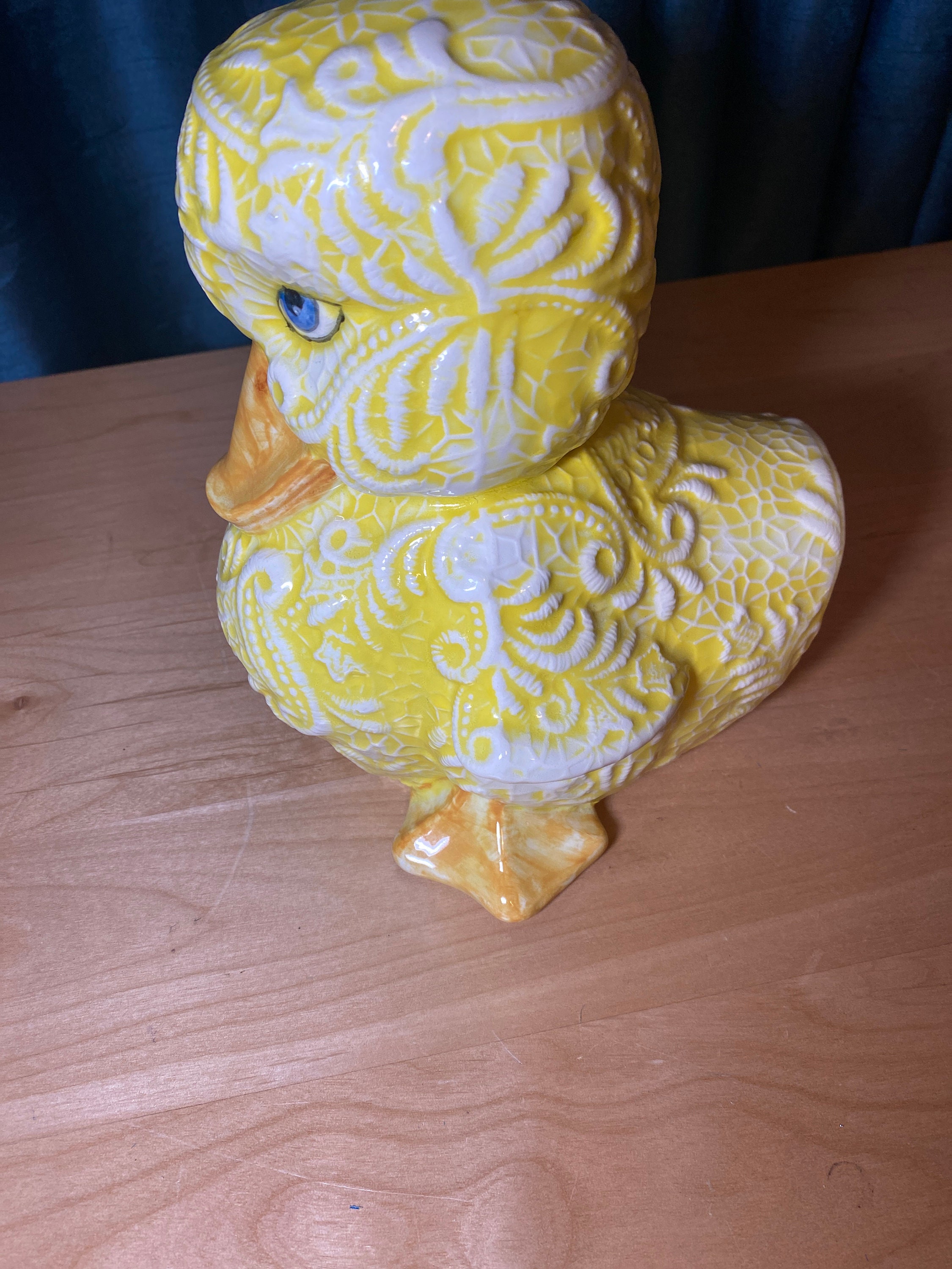 Decorative Ceramic Duck Yellow Blue Eyes - Etsy