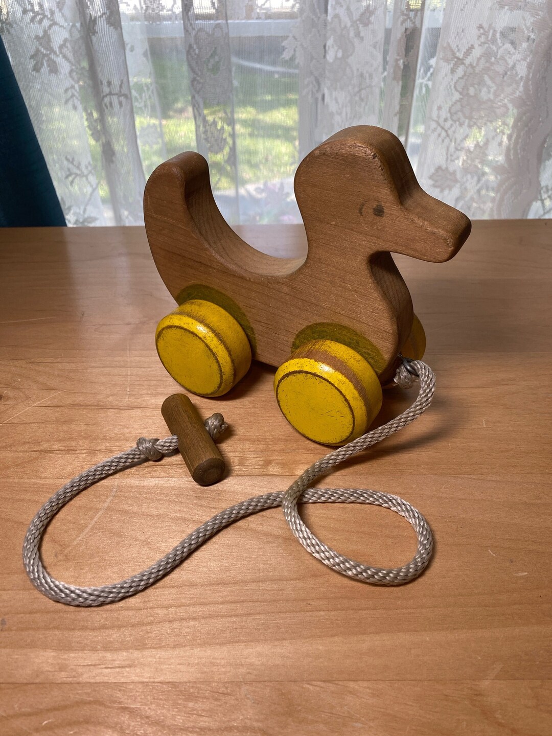 Vintage Wooden Wobbly Duck Pull Toy - Etsy