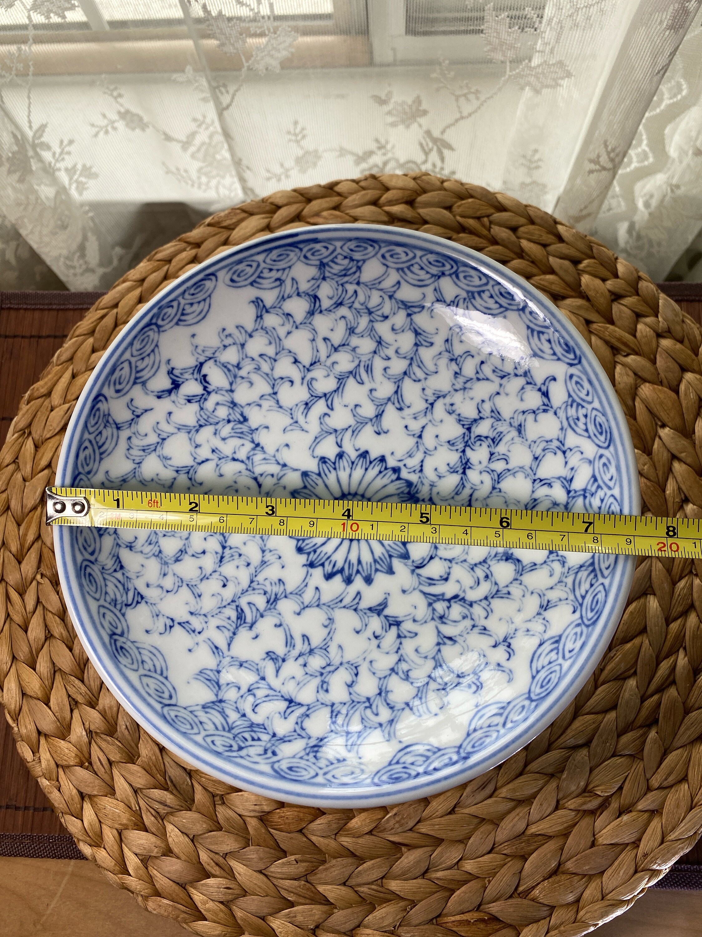 Vintage Chinoiserie Blue and White Pedestal Dessert Stand Fruit Bowl ...