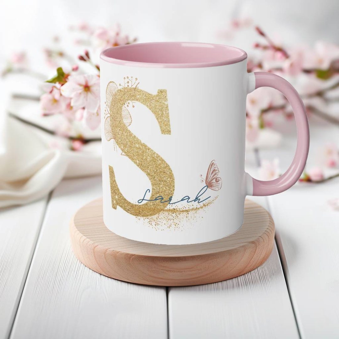 Taza personalizada con la letra S, taza, recipiente para beber, taza de ...