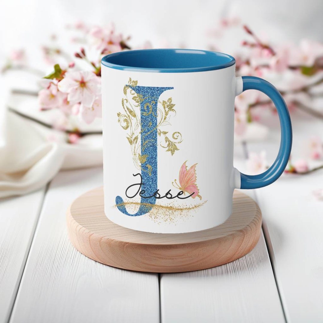 Personalized Mug With the Letter J, Mug, Drinking Vessel, Tea Cup ...