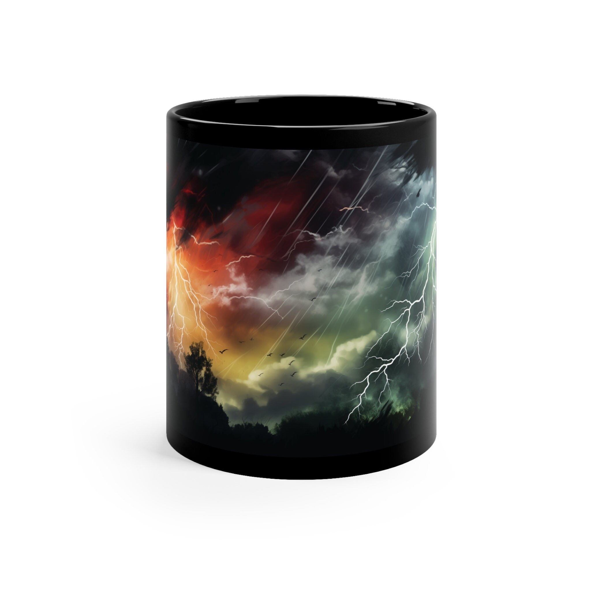 Cup With Lightning Bolts in Colorful Clouds, Mug, Drinking Vessel, Tea ...