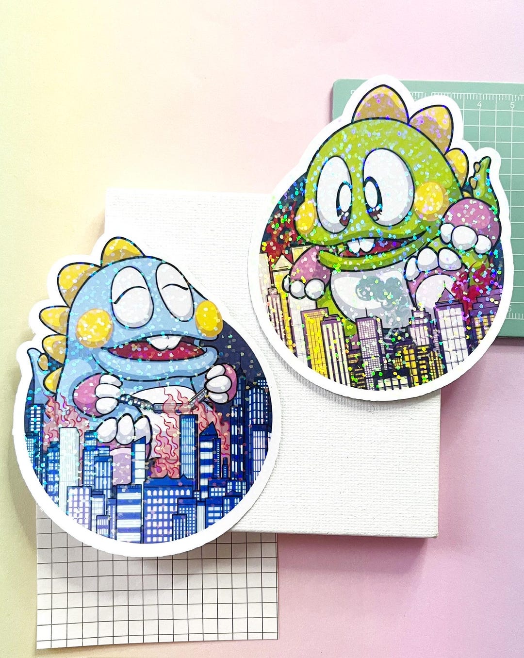Godzilla Bubble Bobble Retro Arcade Game Holographic Vinyl Sticker - Etsy