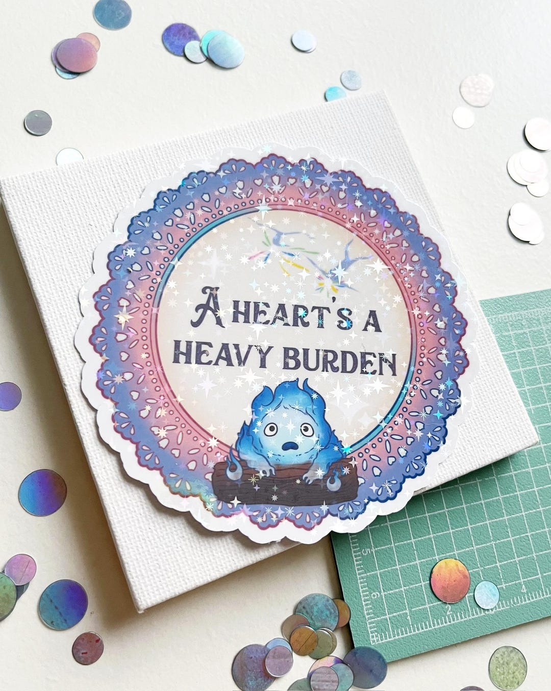 Calcifer Howl’s Moving Castle Movie Heart Quote Holographic Vinyl ...