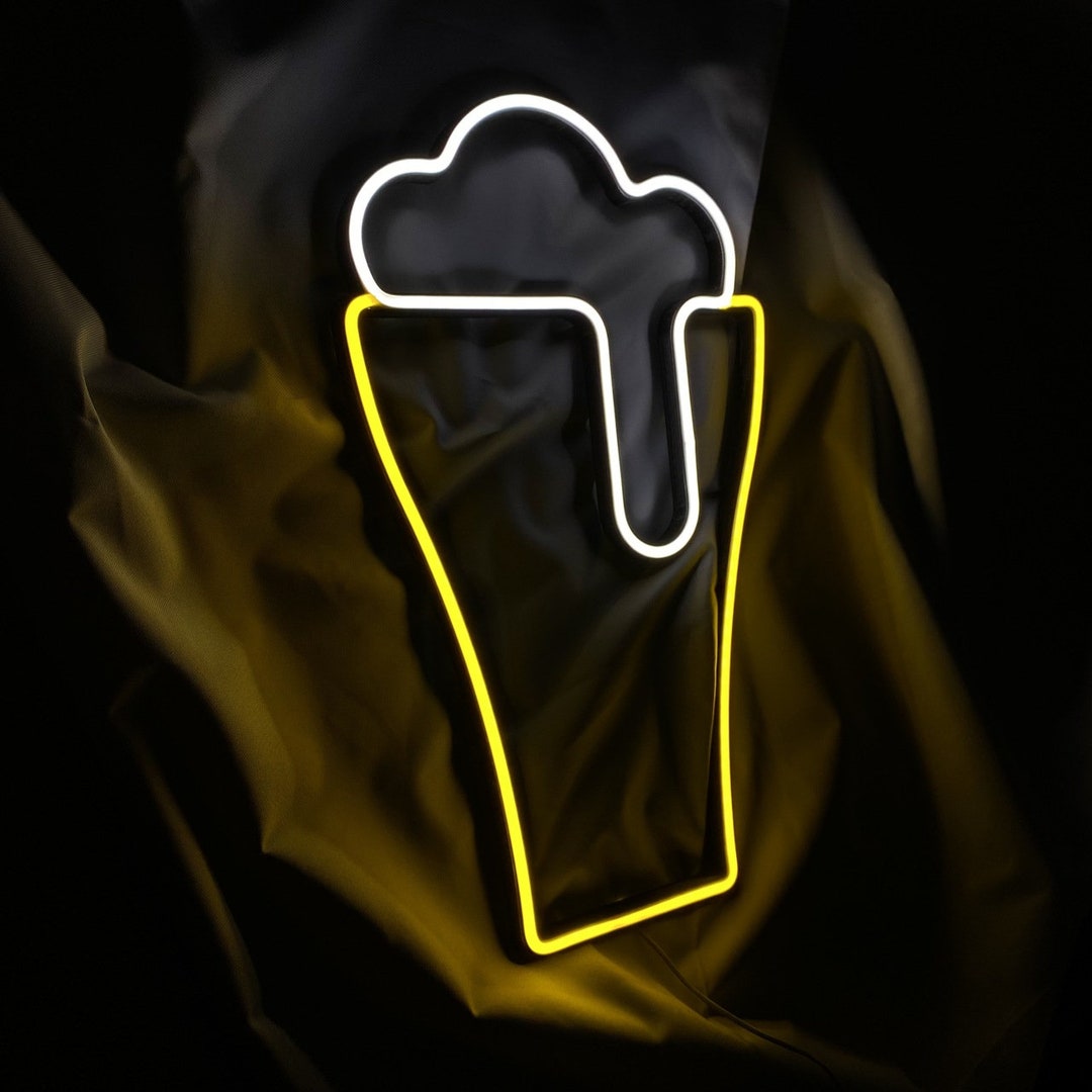 Chilled Beer Glass Neon Sign: Vibrant Pub-style Bar Light for Home and ...