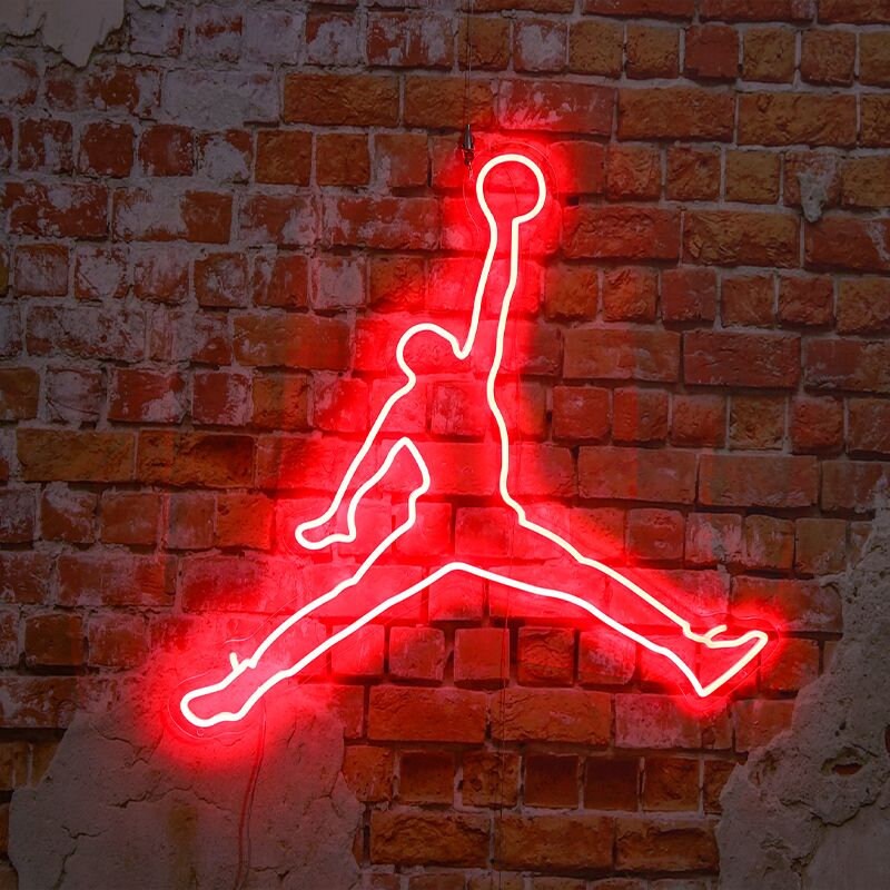 Legendary Basketball Player Neon Sign - High-flying Dunk LED Wall Art ...