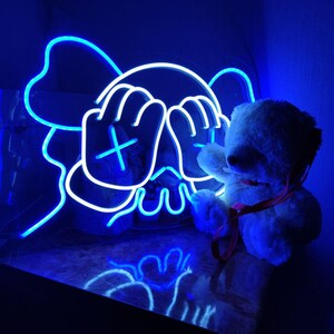 Blue and White Kaws Inspired Neon Sign, LED Wall Light for Pop Art ...