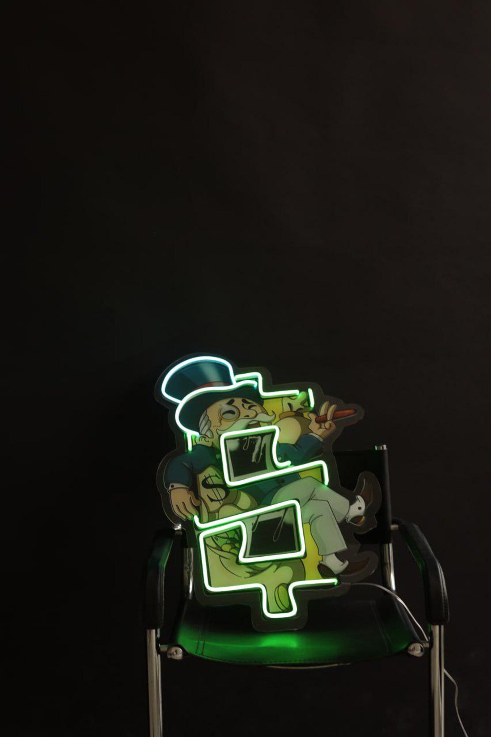 Monopoly Money Bag Neon LED Sign – Custom Dollar Sign Art, Green Neon ...