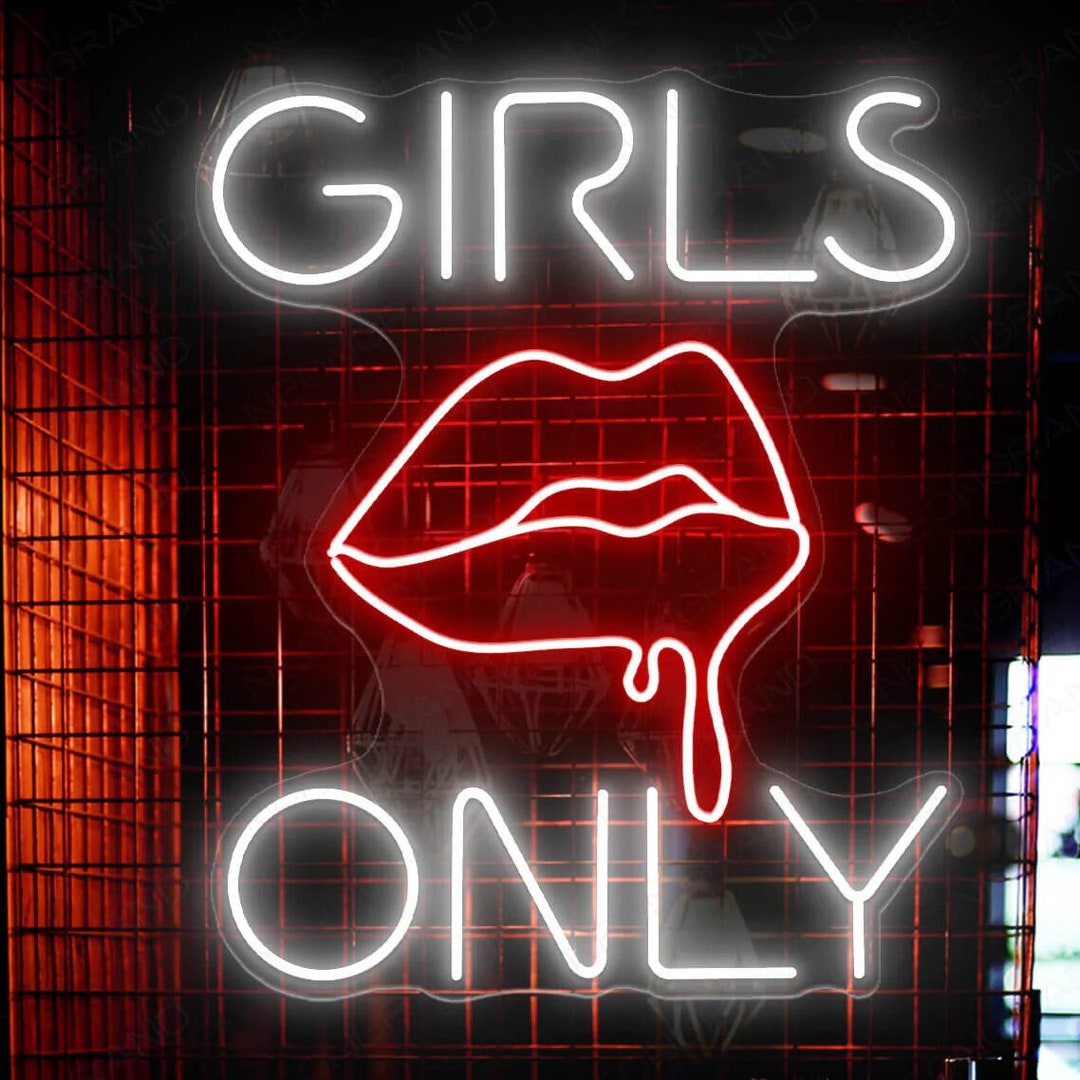 Girls Only Neon Sign, Feminine Lip Art Light, Exclusive Women's Space ...