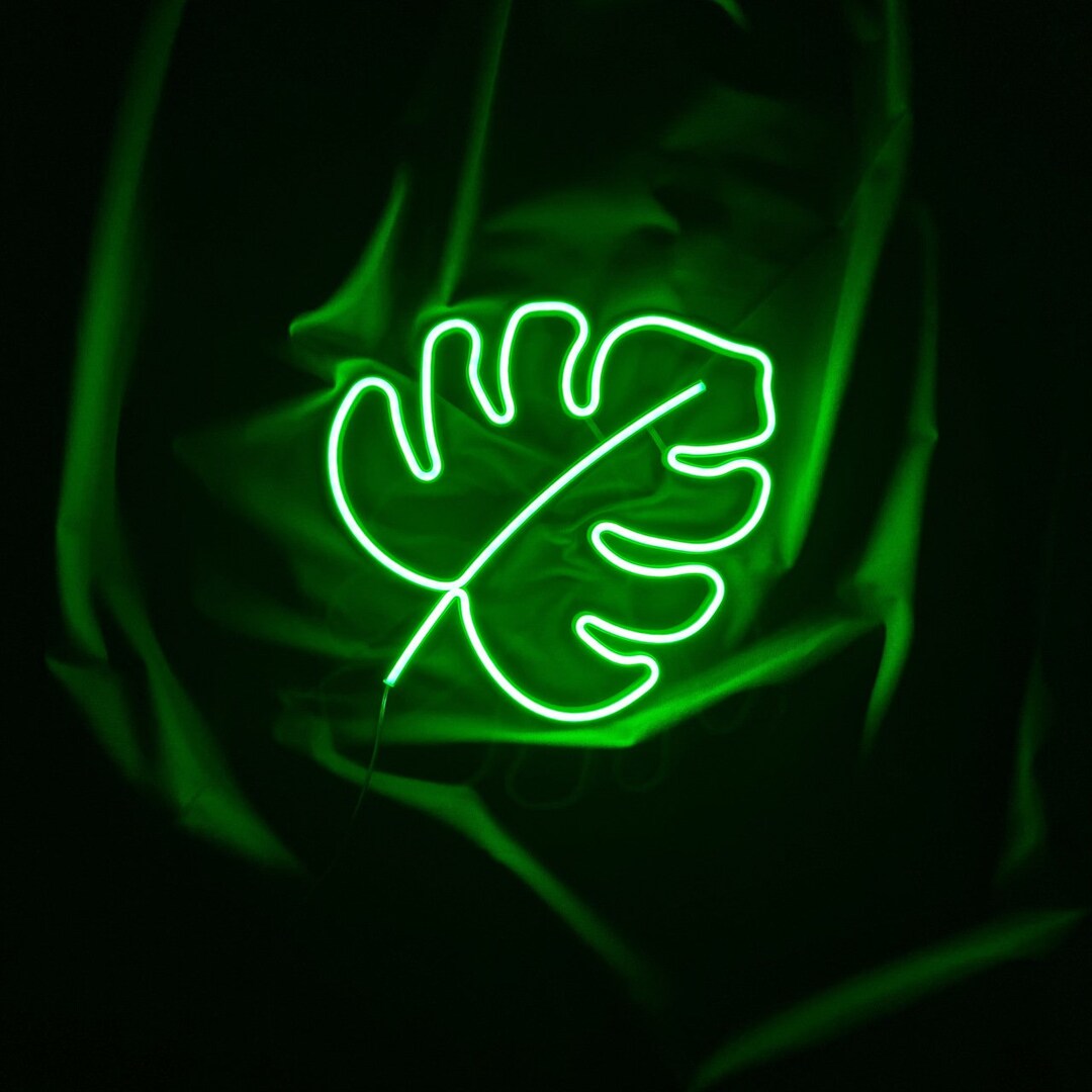 Monstera Delight LED Neon Sign: Lush Green Leaf Design, Botanical Neon ...