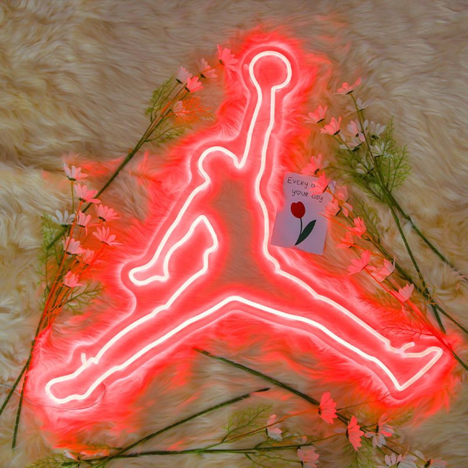 Legendary Basketball Player Neon Sign - High-flying Dunk LED Wall Art ...