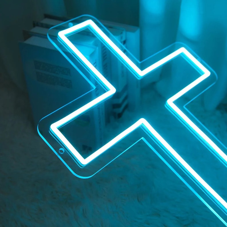 Modern Neon Cross Sign - Contemporary LED Christian Symbol for Home ...