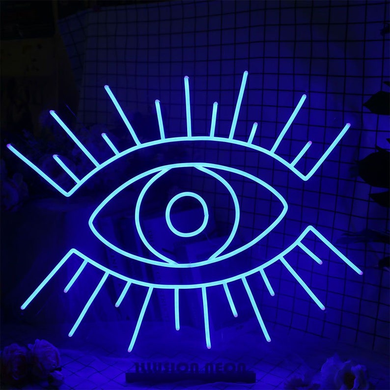 Mystical All-seeing Eye Neon Sign - Illuminated Blue Eye Wall Art for ...