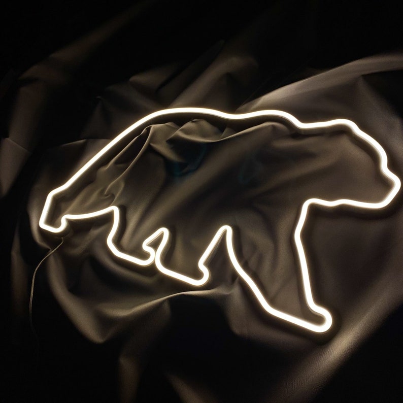Arctic Bear Neon Sign: Sleek White Silhouette Light for Home & - Etsy