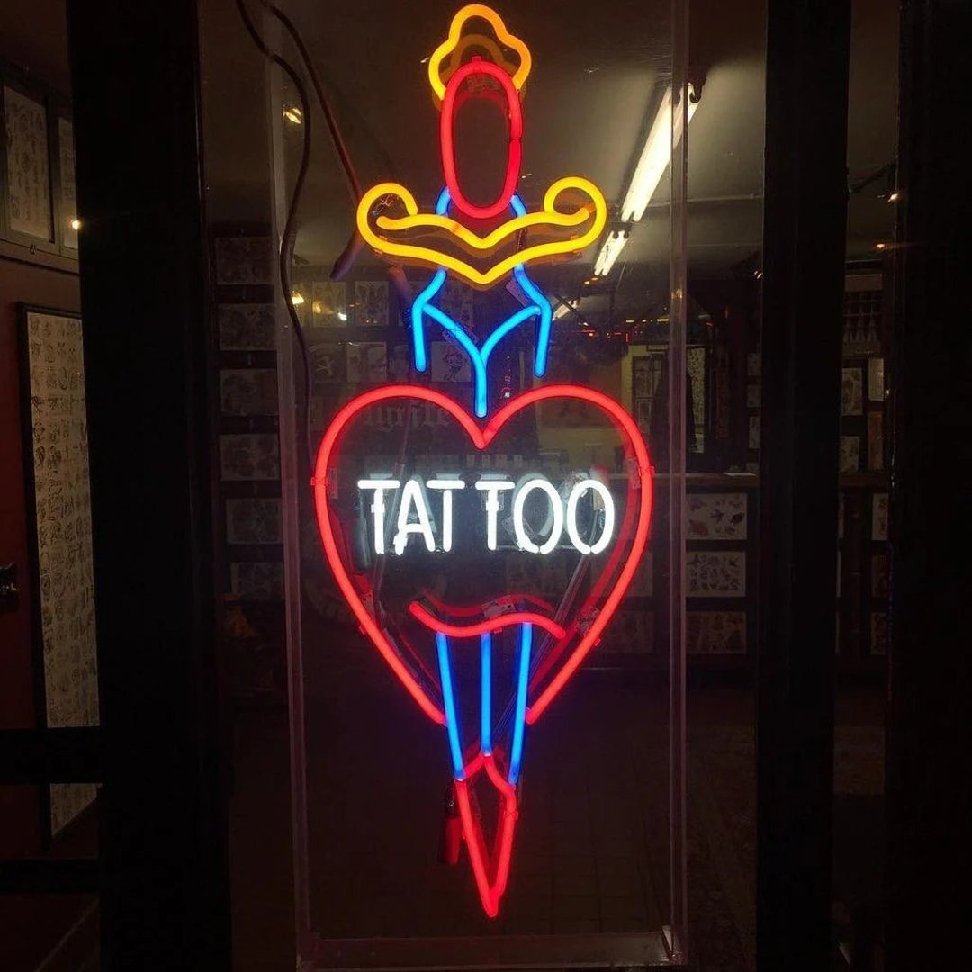 Custom Neon Tattoo Sign, Vibrant Ink Parlor Window Display, Electric ...
