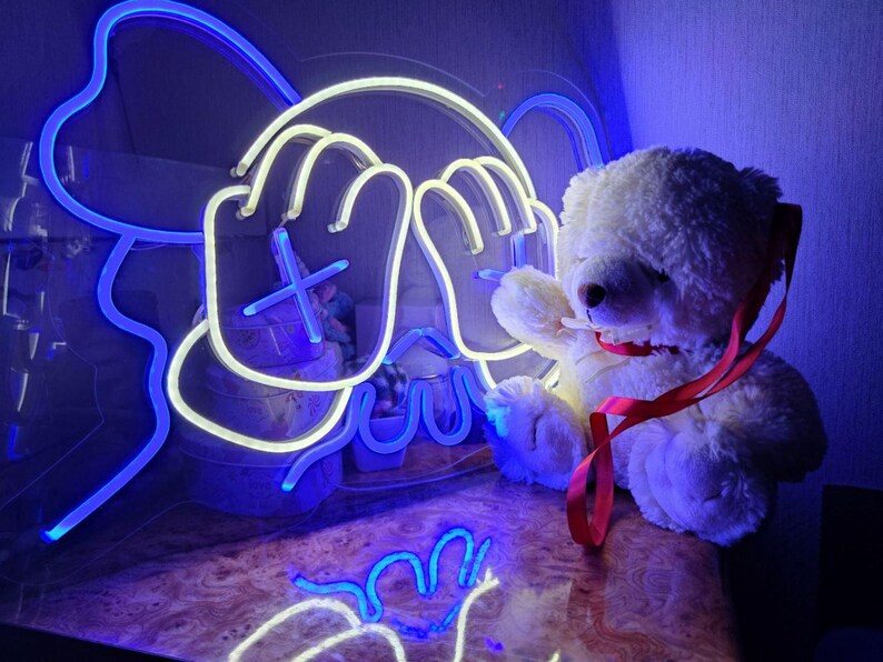 Blue and White Kaws Inspired Neon Sign, LED Wall Light for Pop Art ...