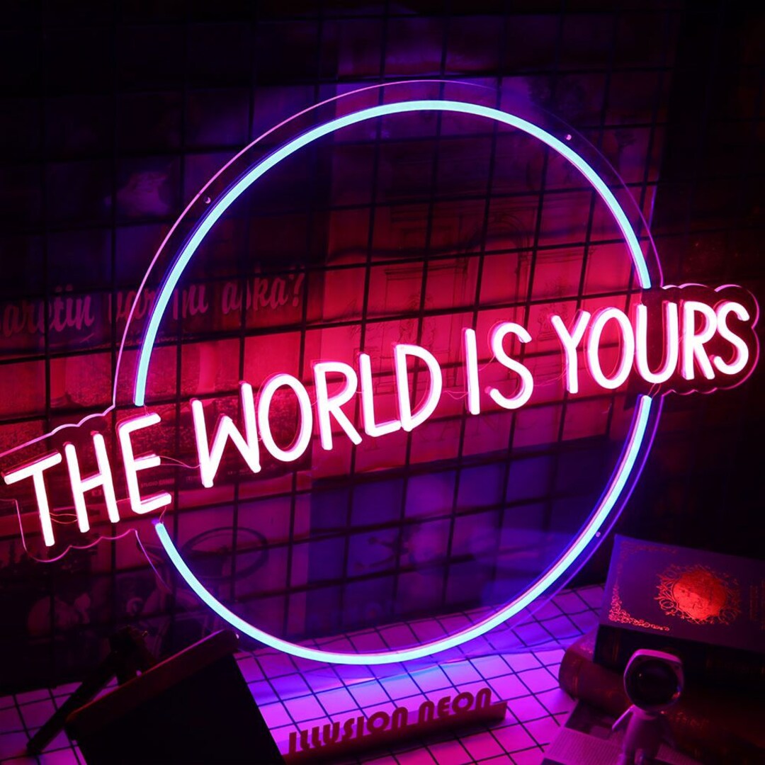 Inspirational Neon, World Yours Sign, LED Decor Light, Motivational Art ...
