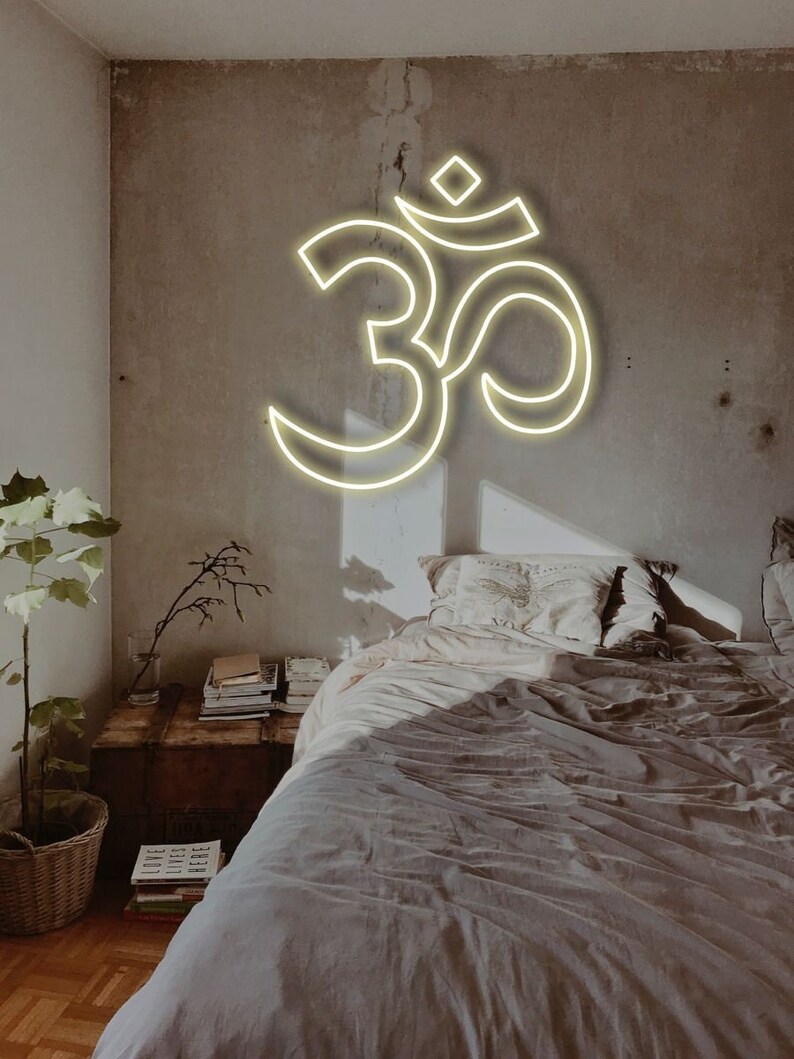 Sacred Om Symbol Neon Light, Spiritual Energy Wall Sign, Meditation ...