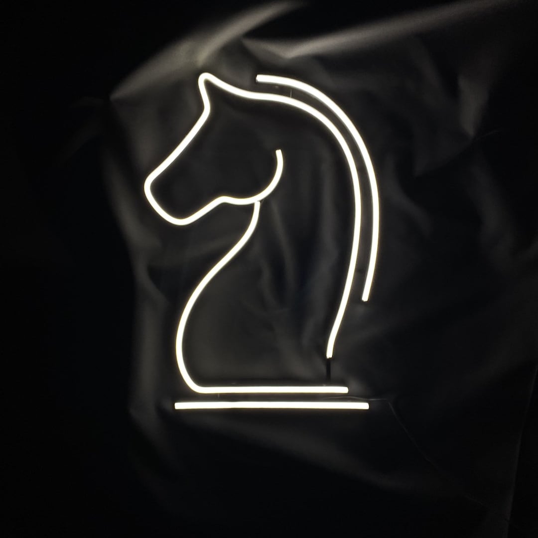 Chess Neon Light, Stately Chess Knight Neon Sign: Elegant Game Room ...