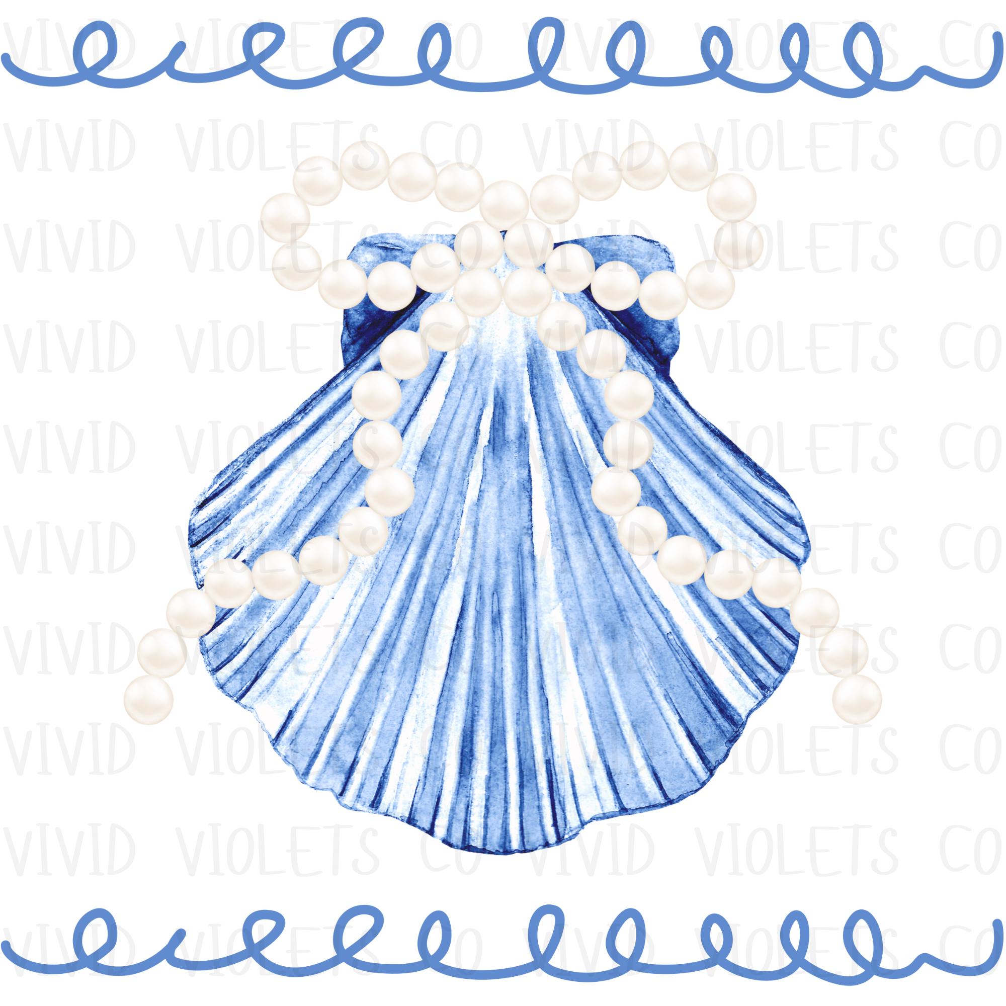 Coquette Summer PNG, Oyster Design, Blue Shell PNG, Coastal ...