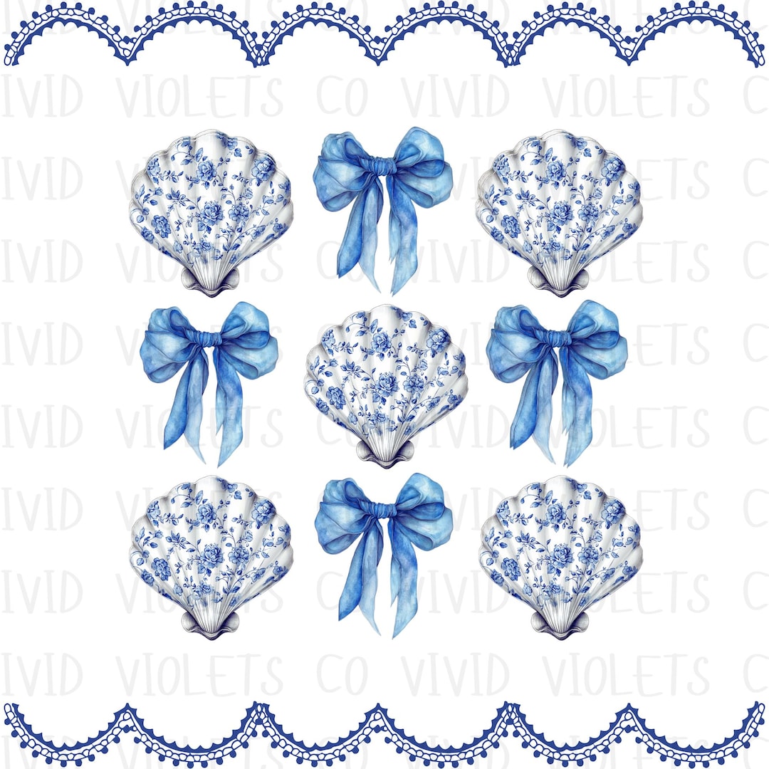 Coquette Summer PNG, Oyster Design, Blue Shell PNG, Coastal ...