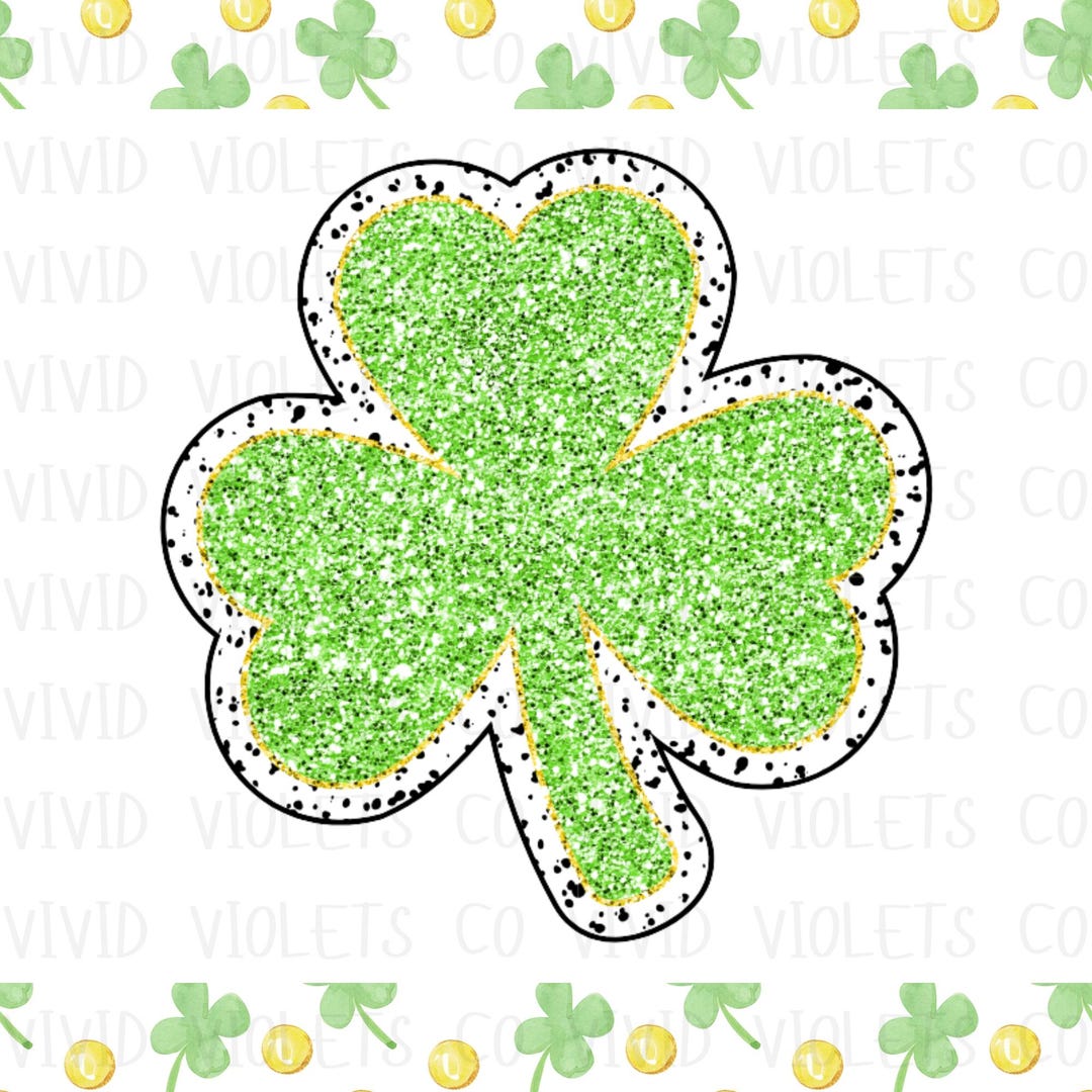 Glitter Shamrock Preppy PNG, Patricks Day PNG, Glitter Patrick PNG ...