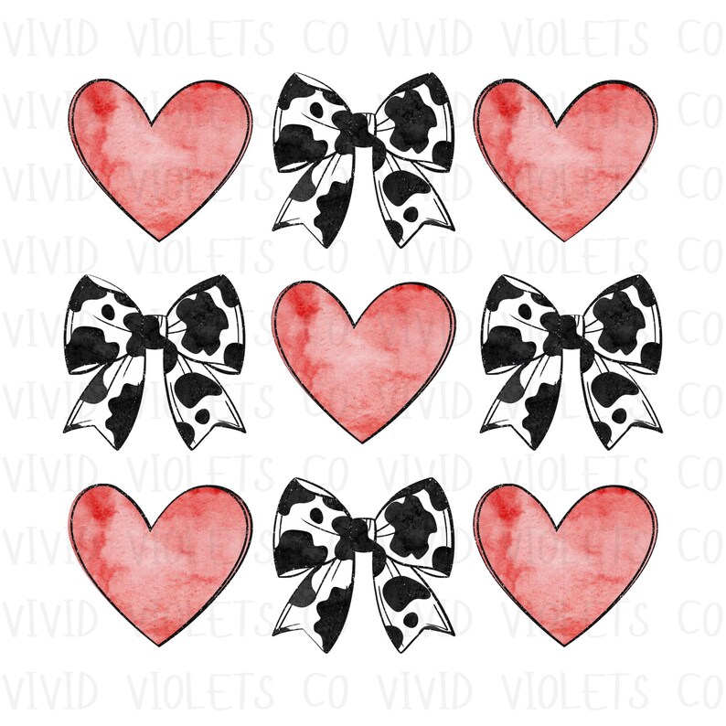 Cow Print Png, Cow Png, Trendy Heart Bow PNG, Coquette Valentines PNG ...