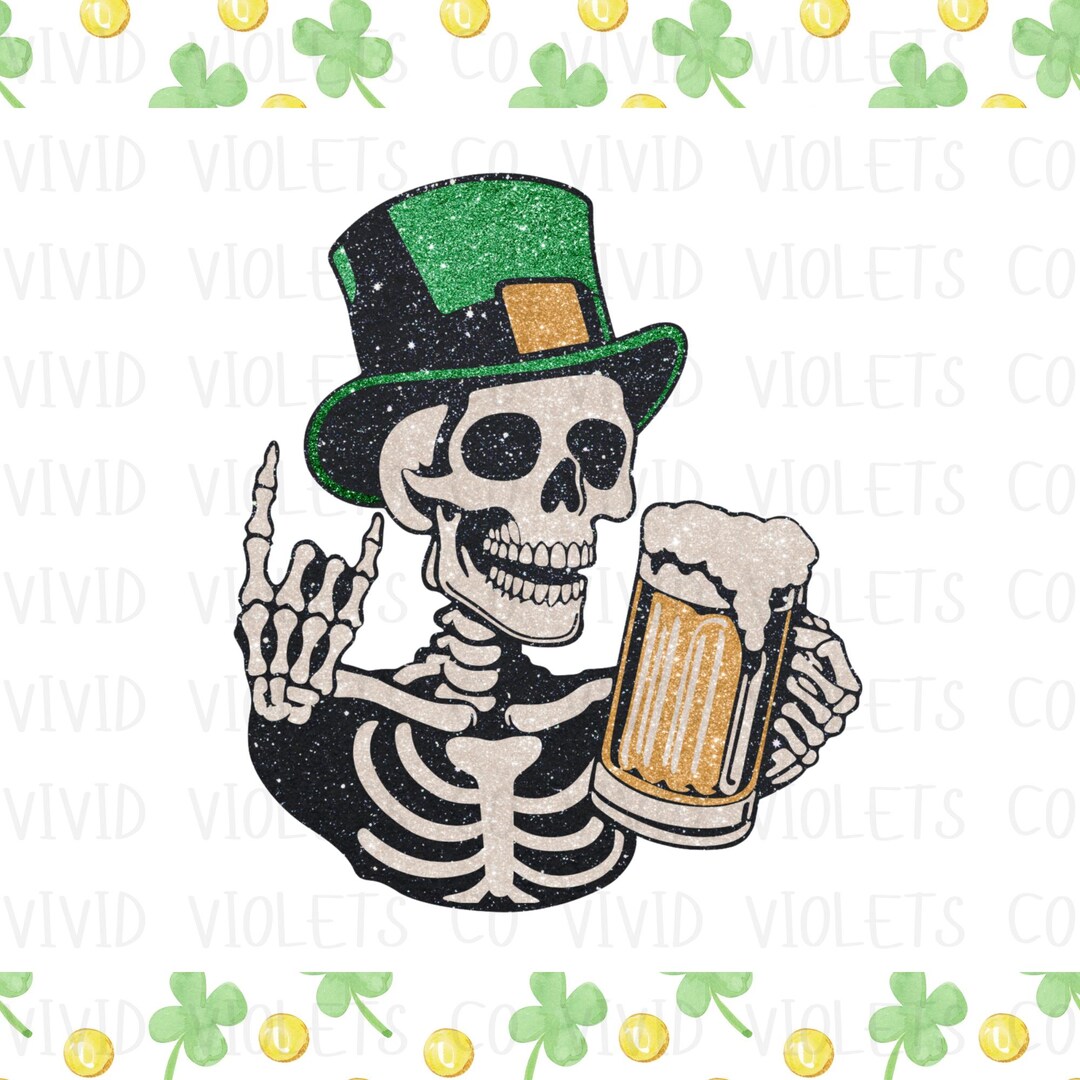 Glitter Skeleton St Patricks PNG, Patricks Day PNG, Glitter Skeleton ...
