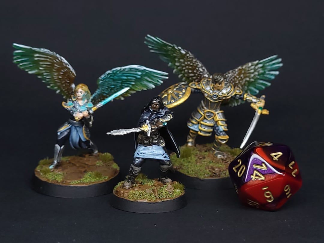 Aasimar Angel Fighters, Individual or Set of 3 Hand Painted Wizkids ...