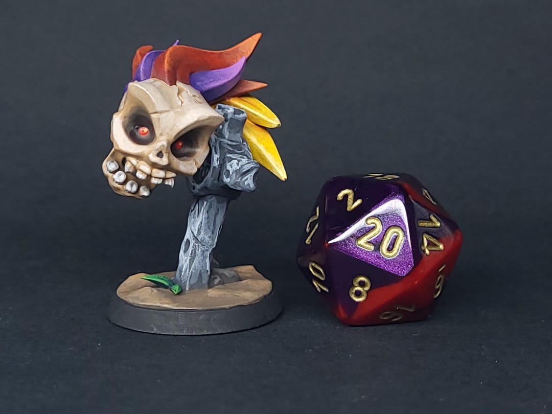 Flaming Skull on Tombstone | Hand Painted 3D Printed Miniature | 28-32 ...
