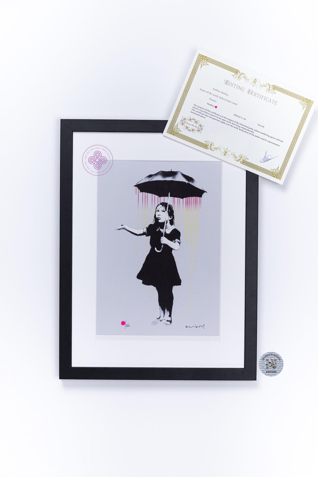 BANKSY Rain Banksy Canva Serigraphie Banksy FRAMED Nola Colors ...