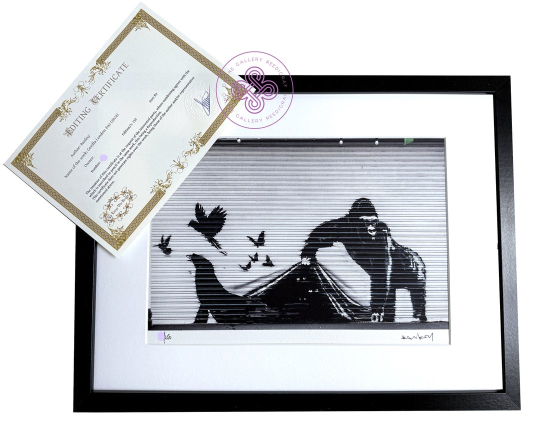 BANKSY Signed Screenprint FRAME Included Gorilla London Zoo CERTIFICATE ...
