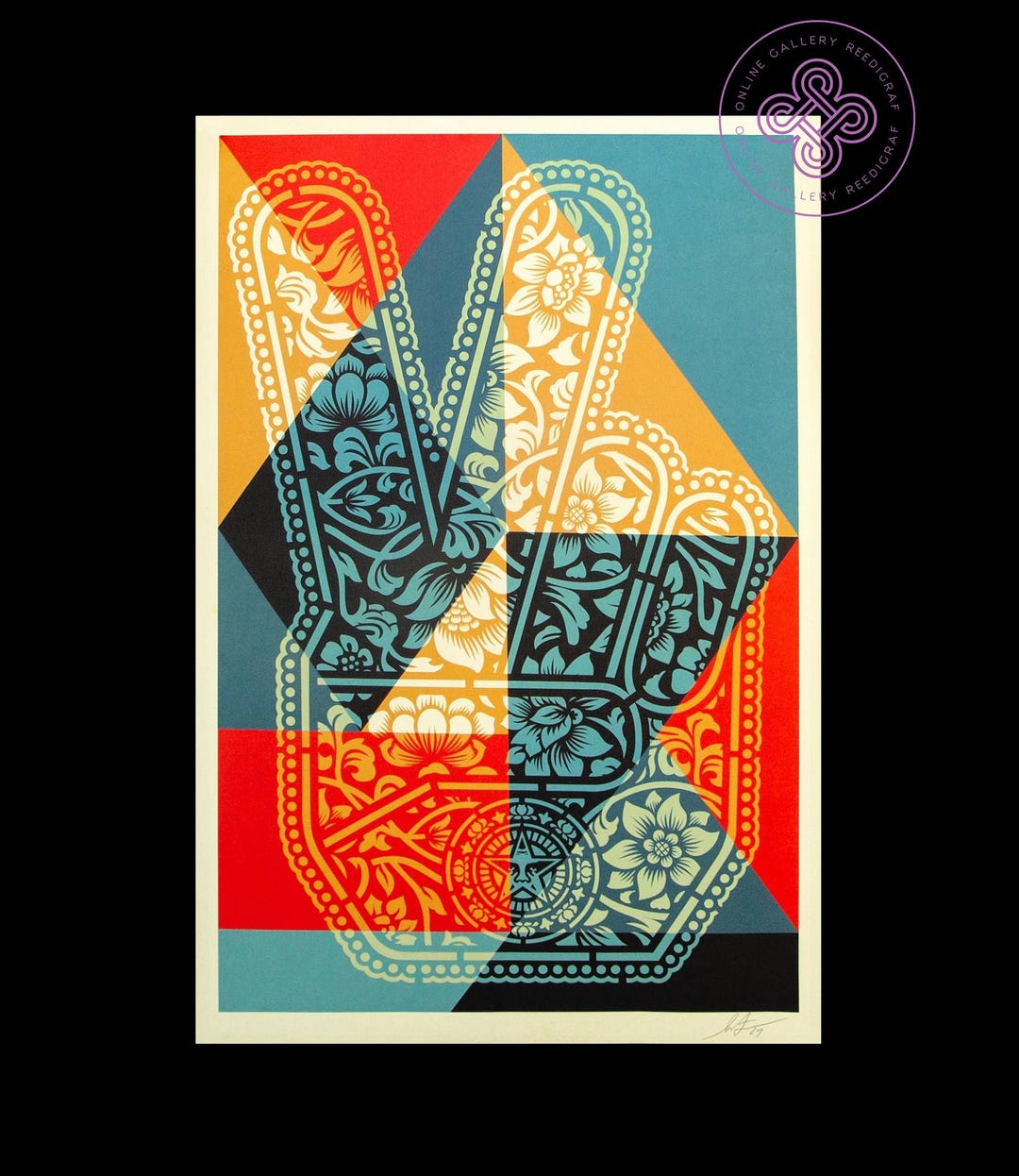 OBEY Peace Fingers Geometric SHEPARD Fairy Shepard Fairey Post Offset ...