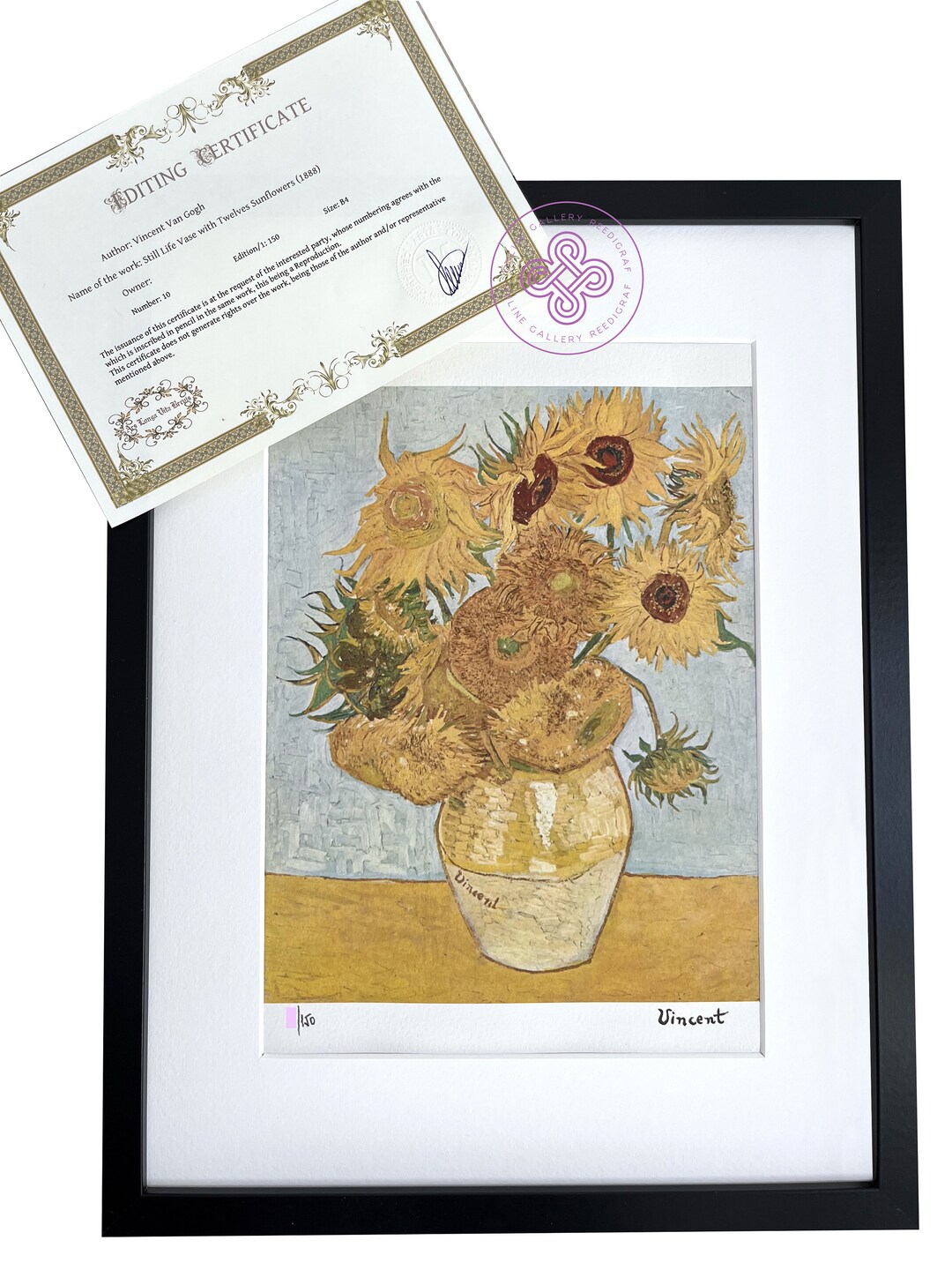 VAN GOGH Sunflower Van Gog Signed Screenprint Frame Included Still Life ...