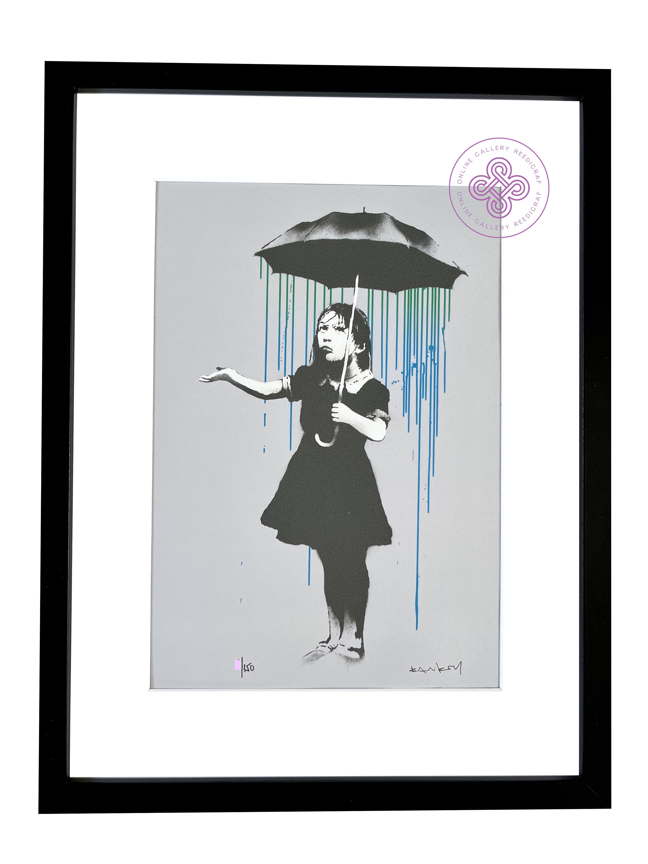BANKSY Rain Banksy Screen Print FRAMED Banksy Girl With Balloon Panel ...