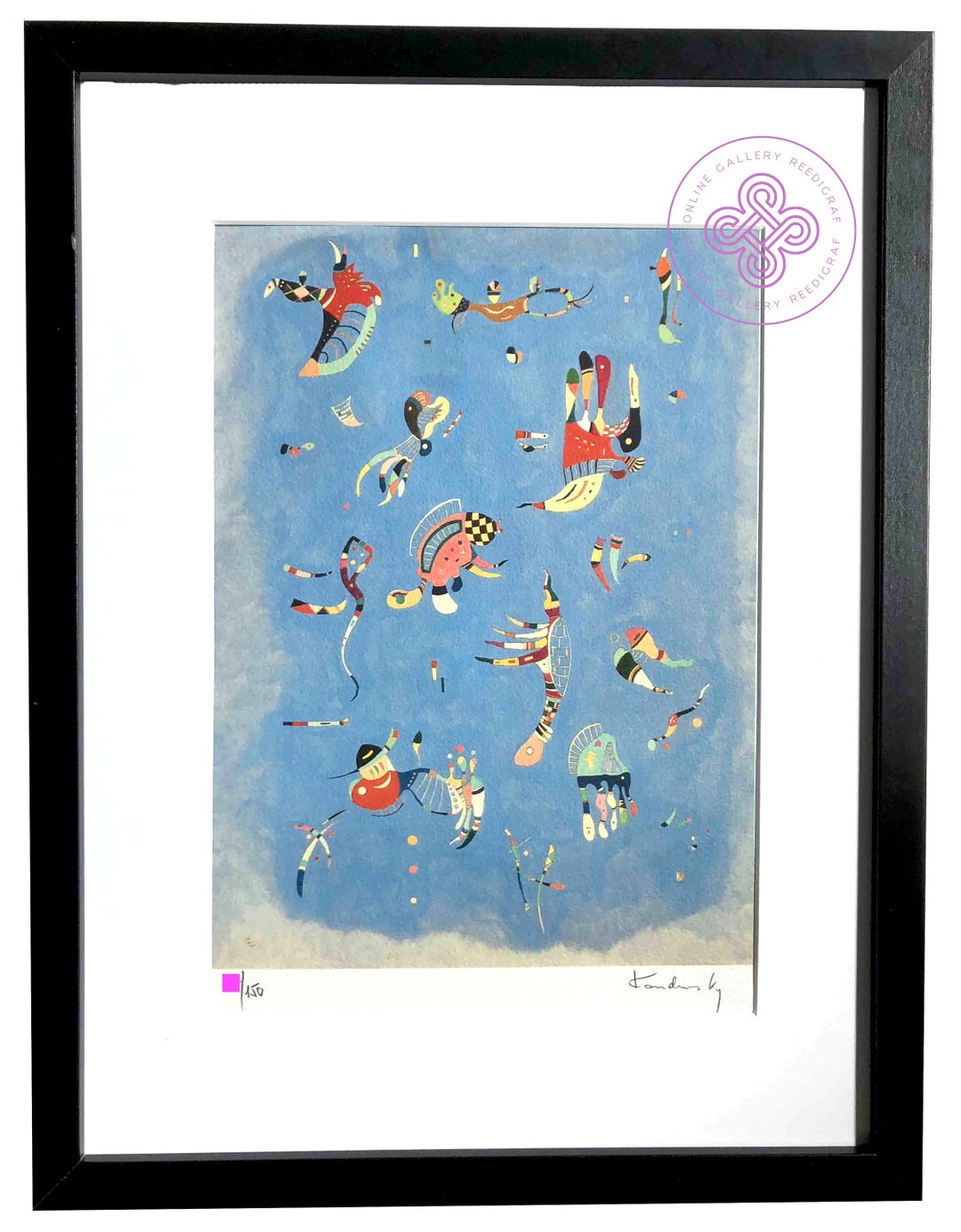 KANDINSKY Signed Screenprint FRAME Included Azul Celeste CERTIFICATE ...