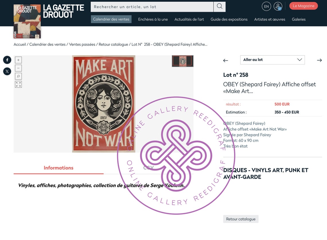 OBEY SHEPARD Fairey Poster Make Art Not War Signed by the Artist ...