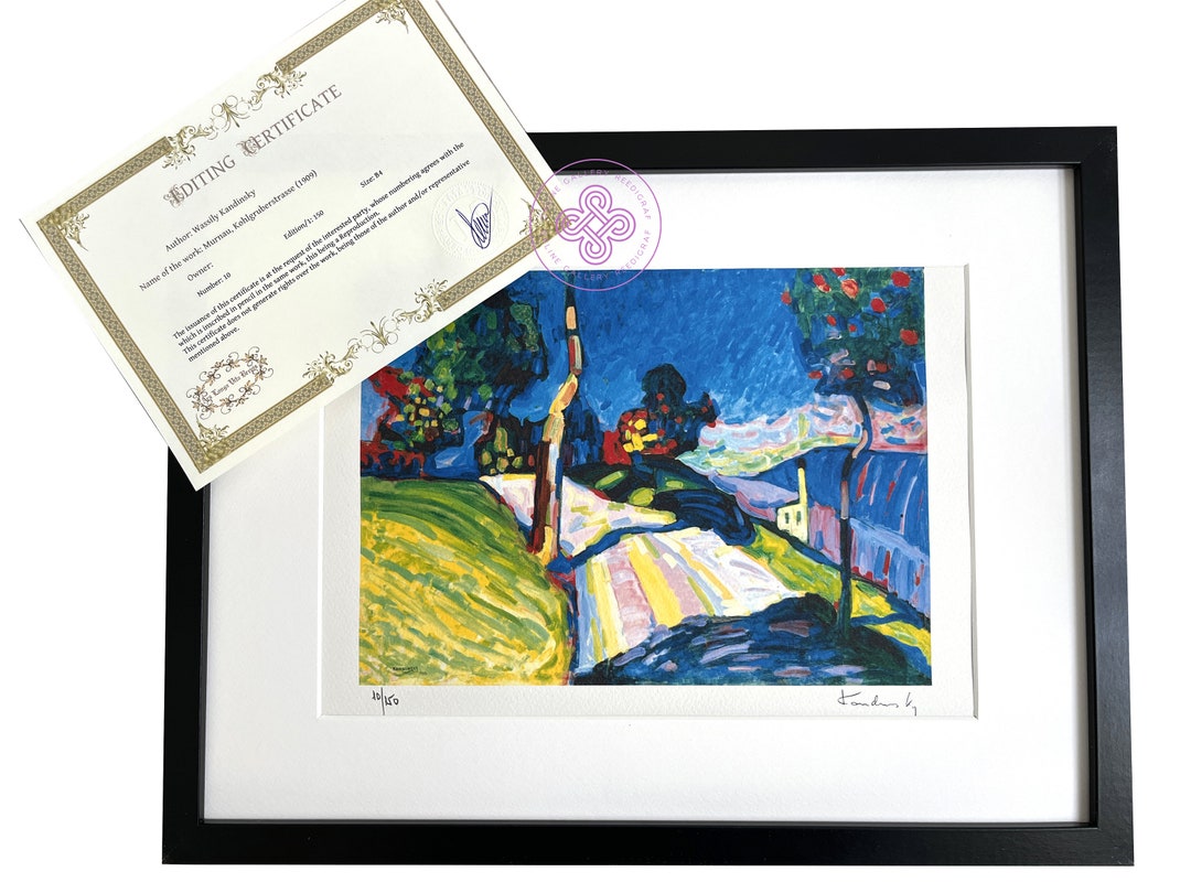 KANDINSKY Signed Screenprint FRAME Included Murnau CERTIFICATE Original ...