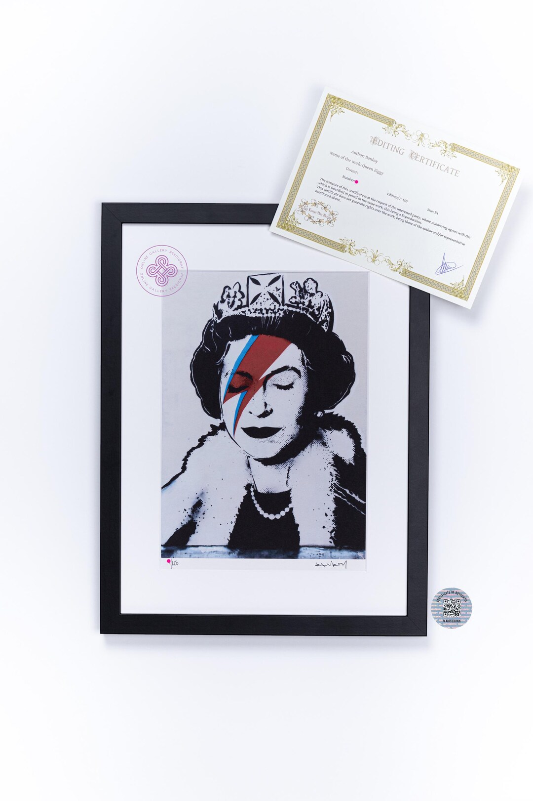 BANKSY Queen Banksy Canva Banksy FRAMED Silkscreen Queen Ziggy ...