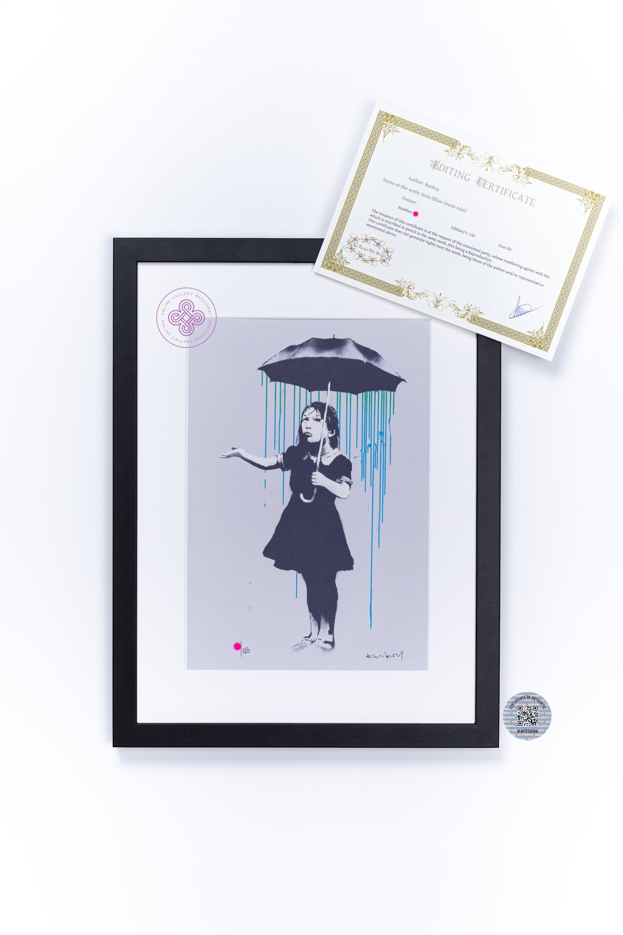 BANKSY Rain Banksy Screen Print FRAMED Banksy Girl With Balloon Panel ...