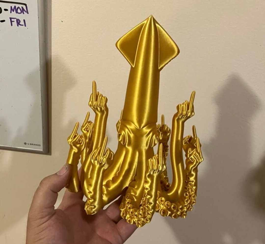 Rude Squid Figure! Tentacle Hands Rudely Flip the Middle Finger in All ...